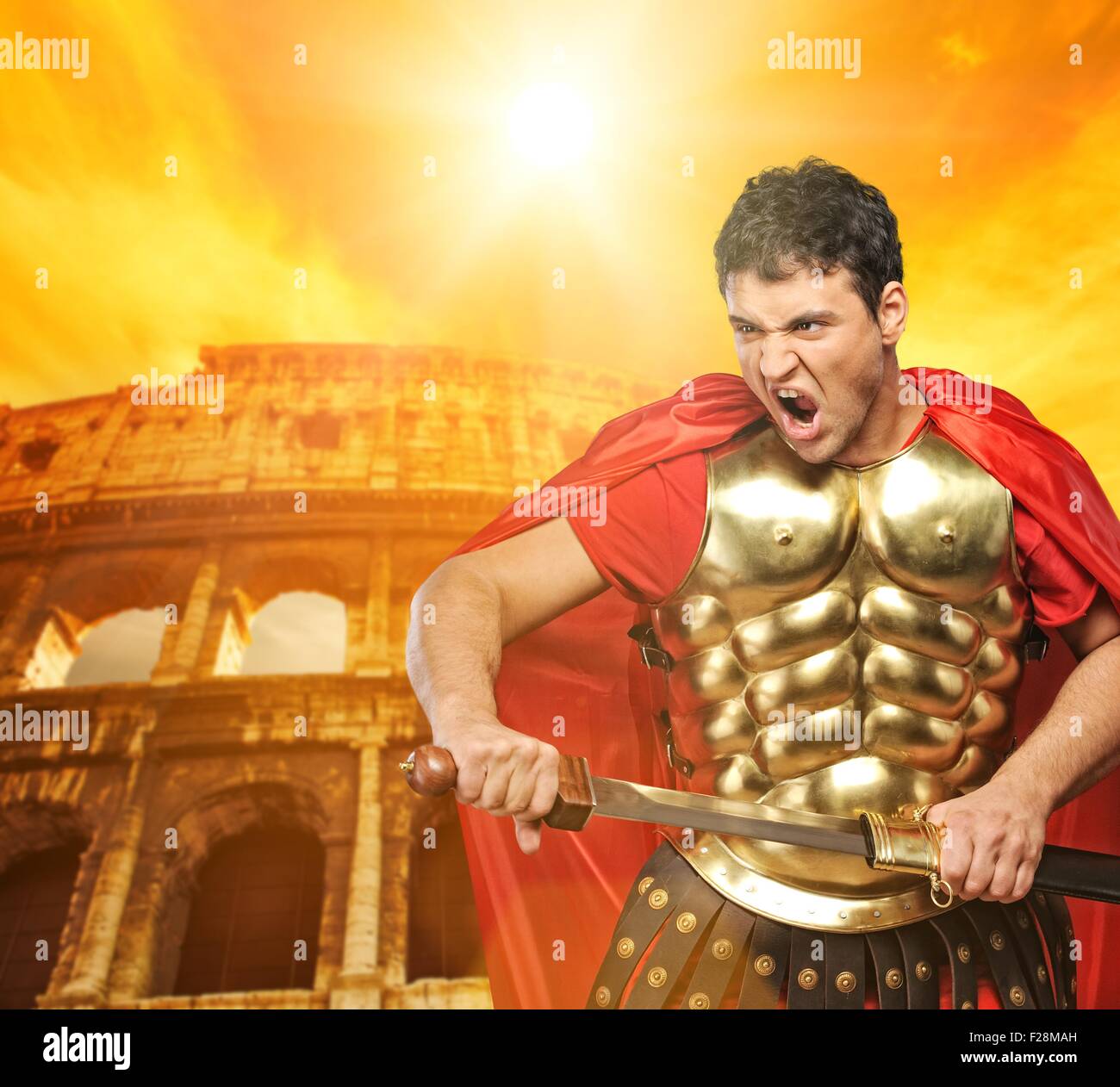 Roman legionary soldier in front of coliseum Stock Photo - Alamy