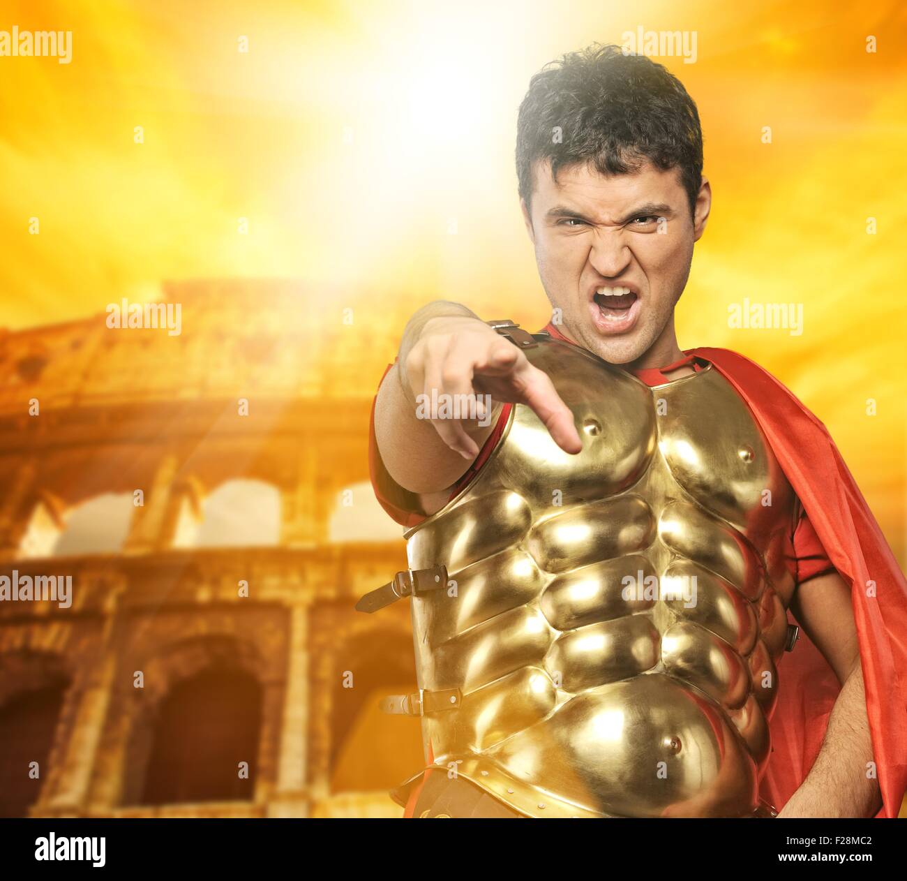 Angry roman legionary soldier in front of coliseum Stock Photo - Alamy