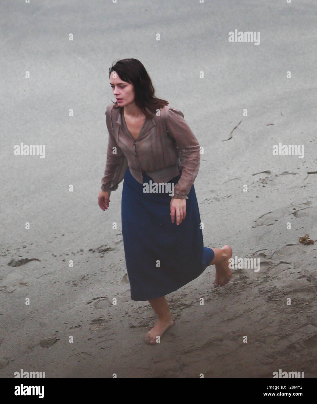 Aidan Turner and Maeve Dermody film a scene for the mini-series And ...