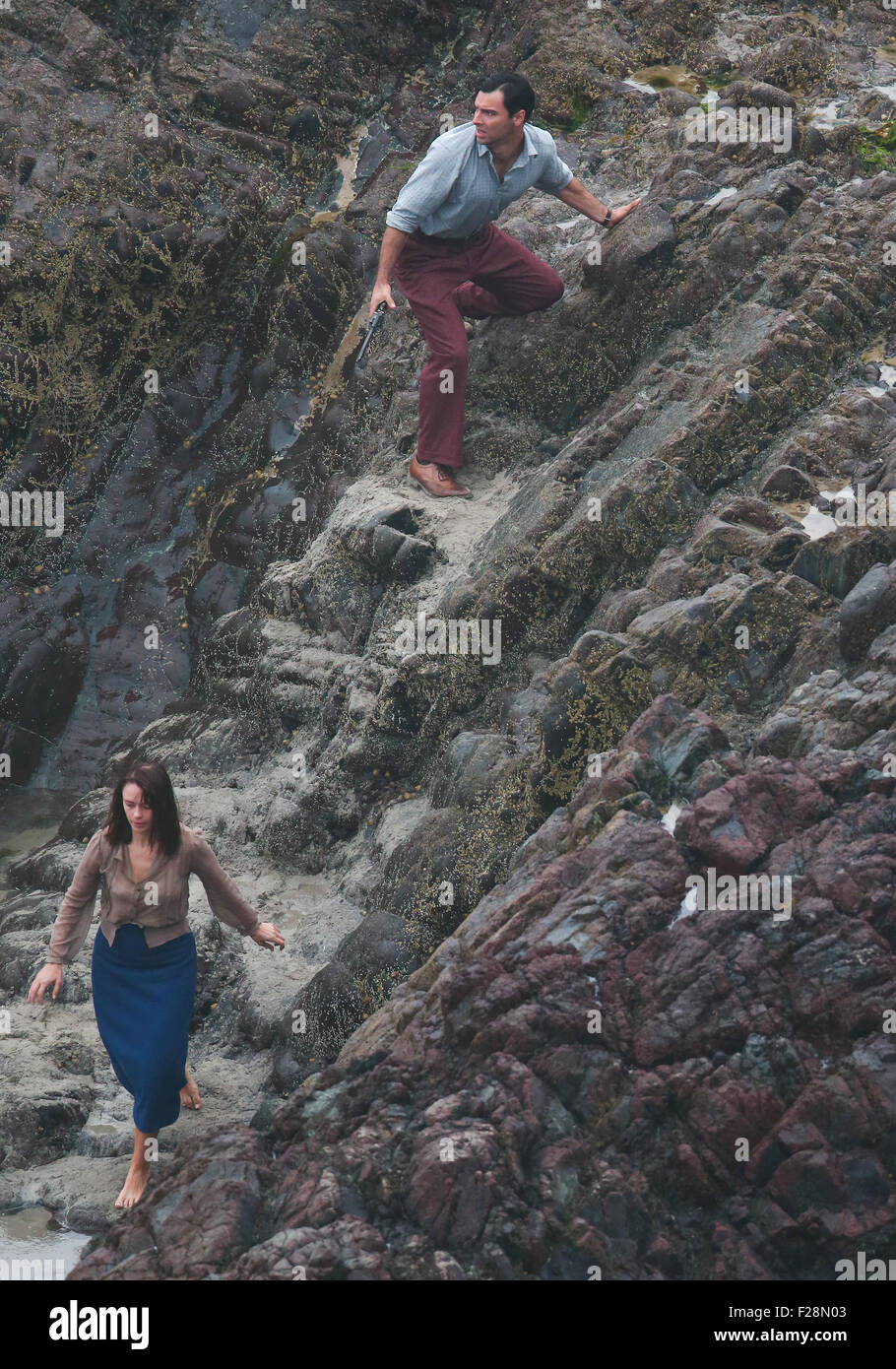 Aidan Turner and Maeve Dermody film a scene for the mini-series And ...