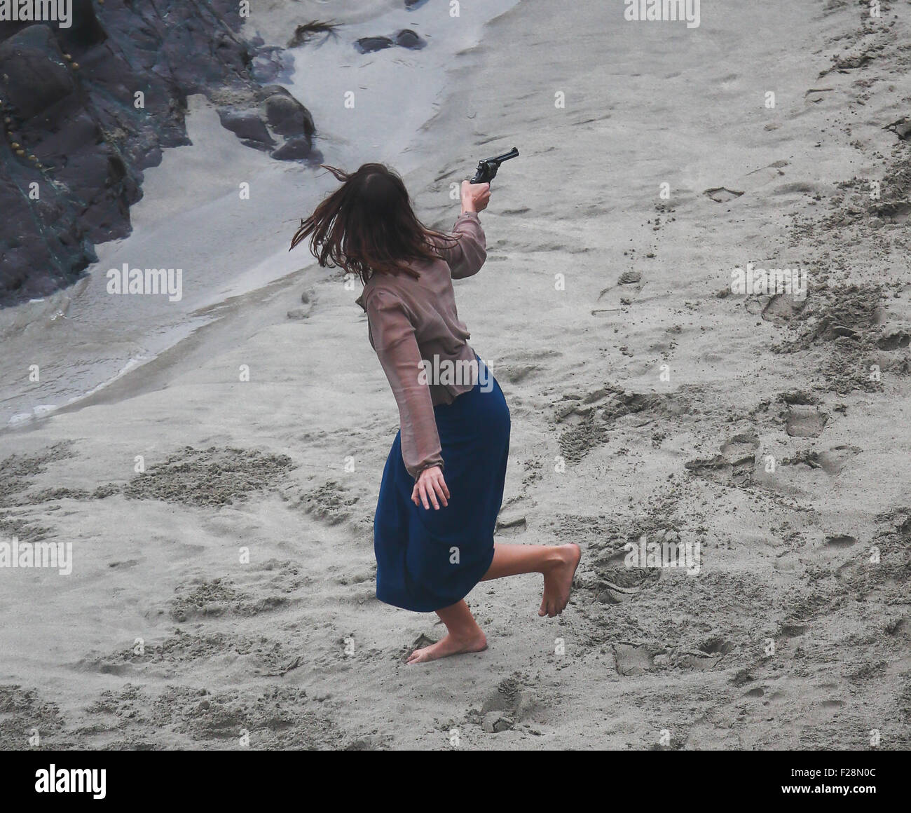 Aidan Turner and Maeve Dermody film a scene for the mini-series And ...