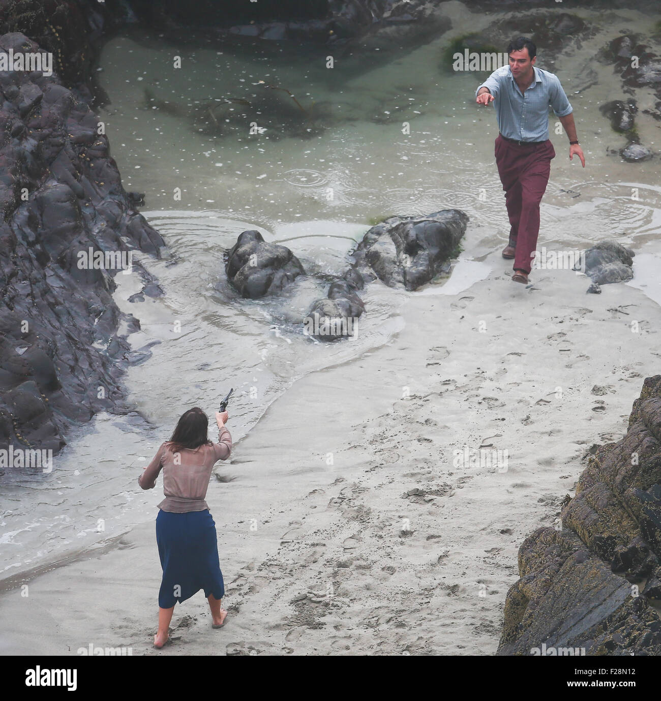 Aidan Turner and Maeve Dermody film a scene for the mini-series And ...