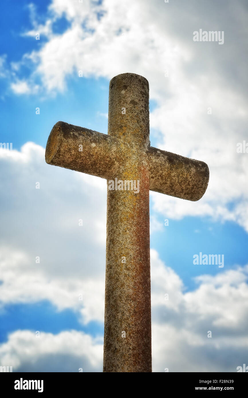 Christian cross installed on the road in France Stock Photo - Alamy