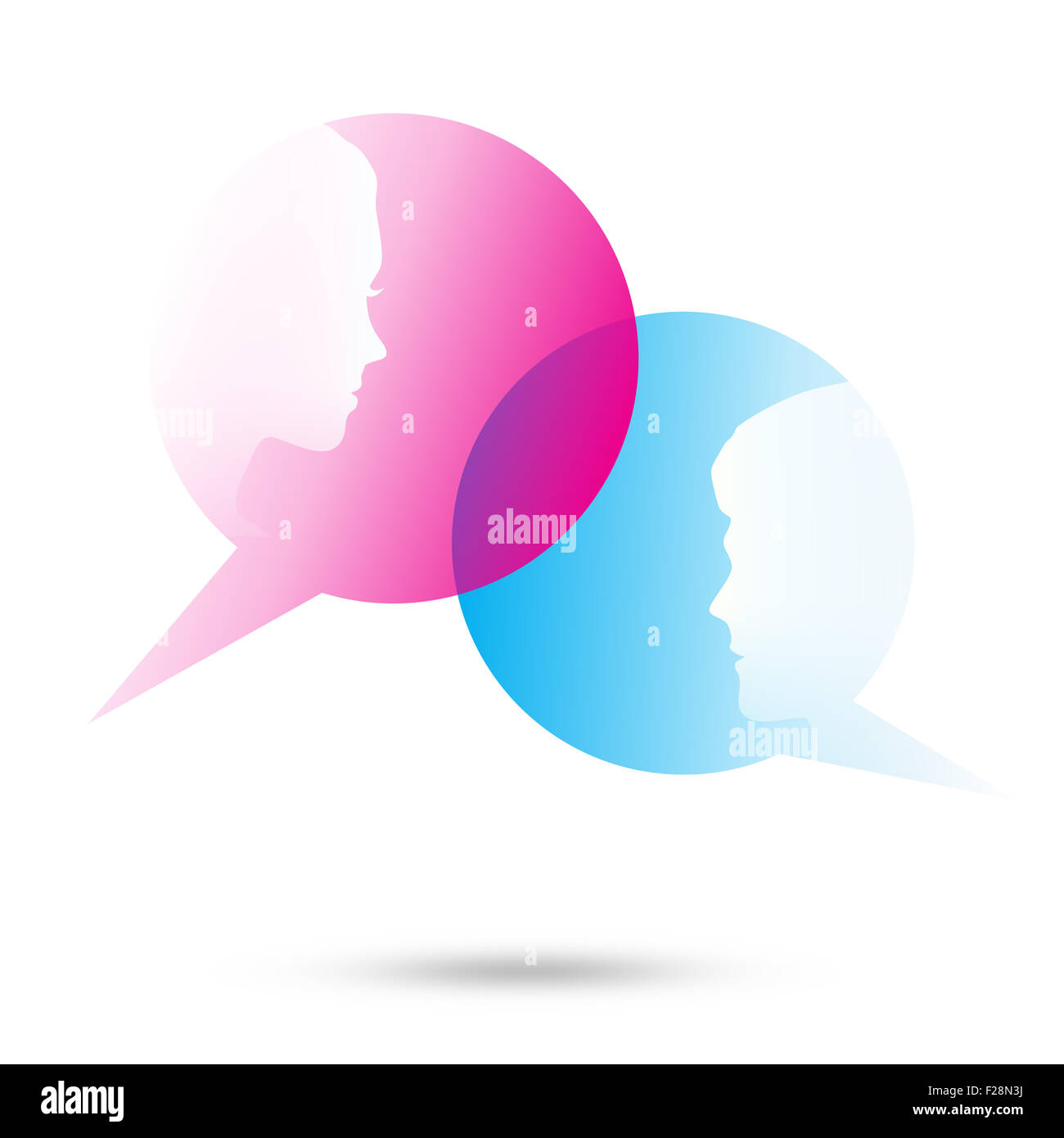 Dialog bubbles with two faces Stock Photo - Alamy