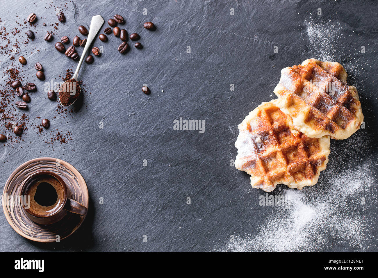 Belgian waffles and coffee Stock Photo - Alamy