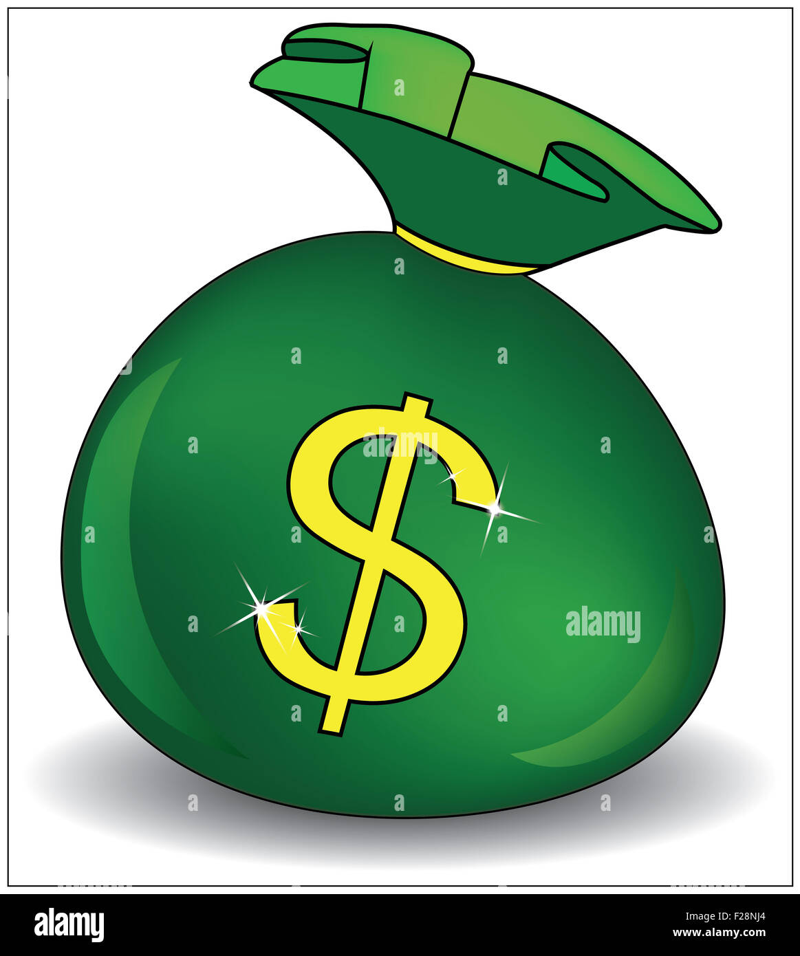 Green money bag icon with dollar sign isolated on white background ...