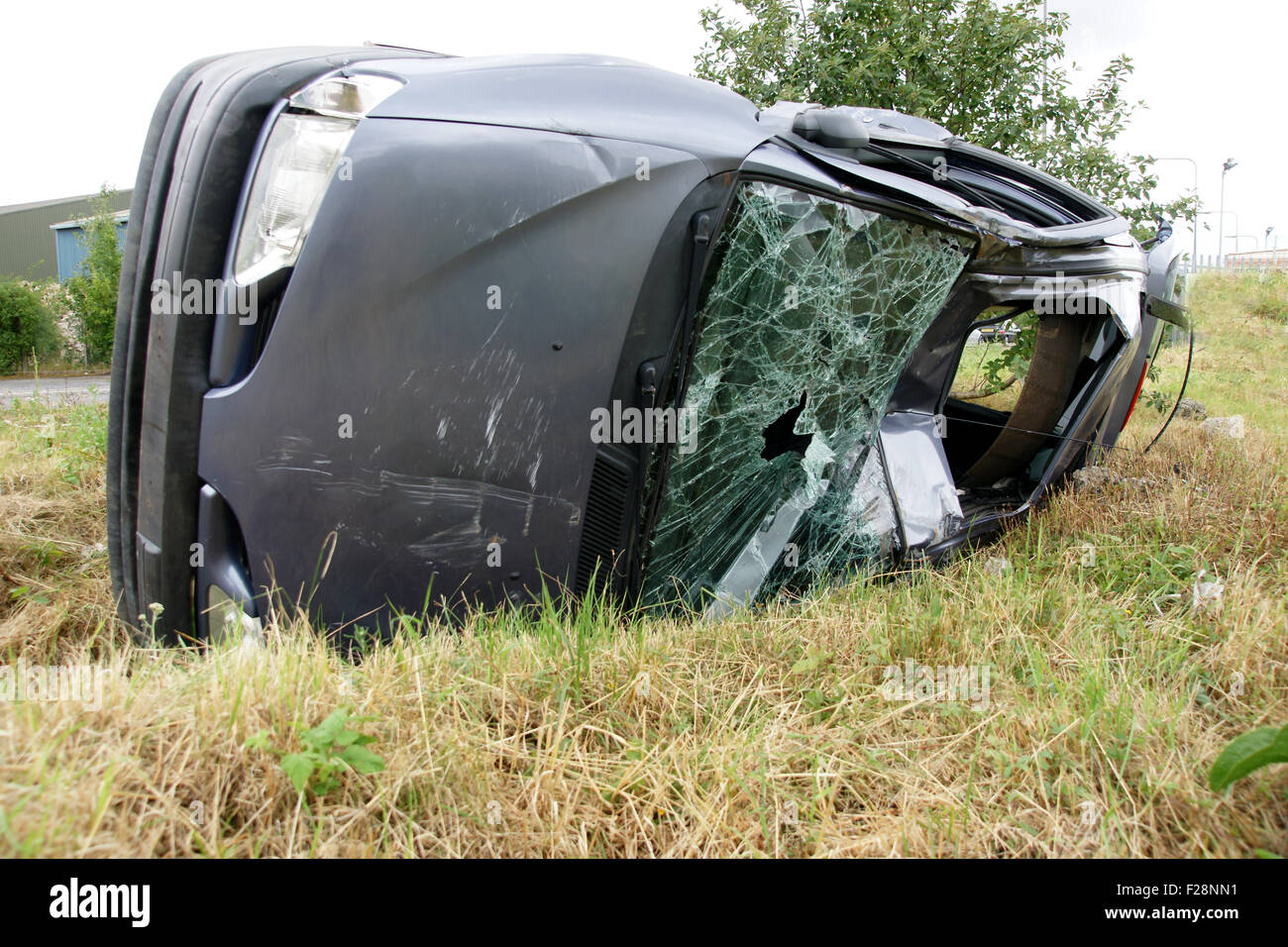 road traffic collision and wreckage Stock Photo - Alamy
