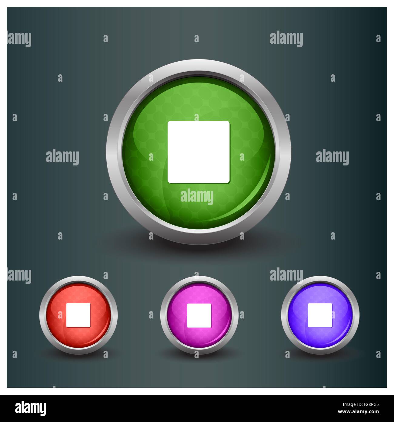 Set of isolated stop glossy vector web buttons. Beautiful internet buttons Stock Photo - Alamy
