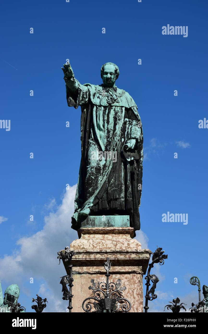 Bronze statues on the Maximiliansbrunnen fountain in Bamberg, Germany ...