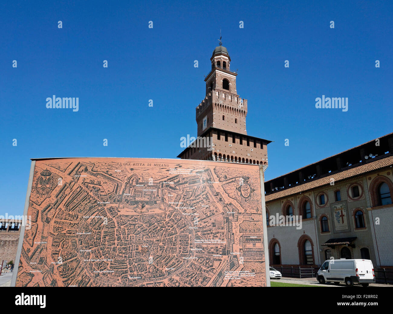 Ancient map milan castello sforzesco hi-res stock photography and ...