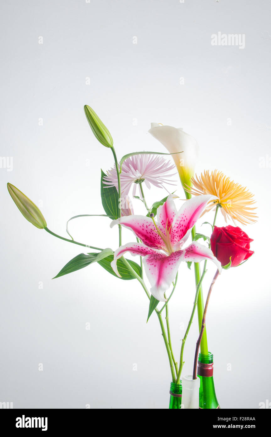 Detail of spring flowers bouquet isolated over white Stock Photo - Alamy