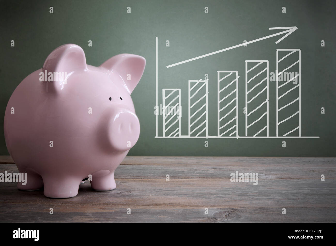 Chalk board chart with arrow pointing upwards Stock Photo - Alamy