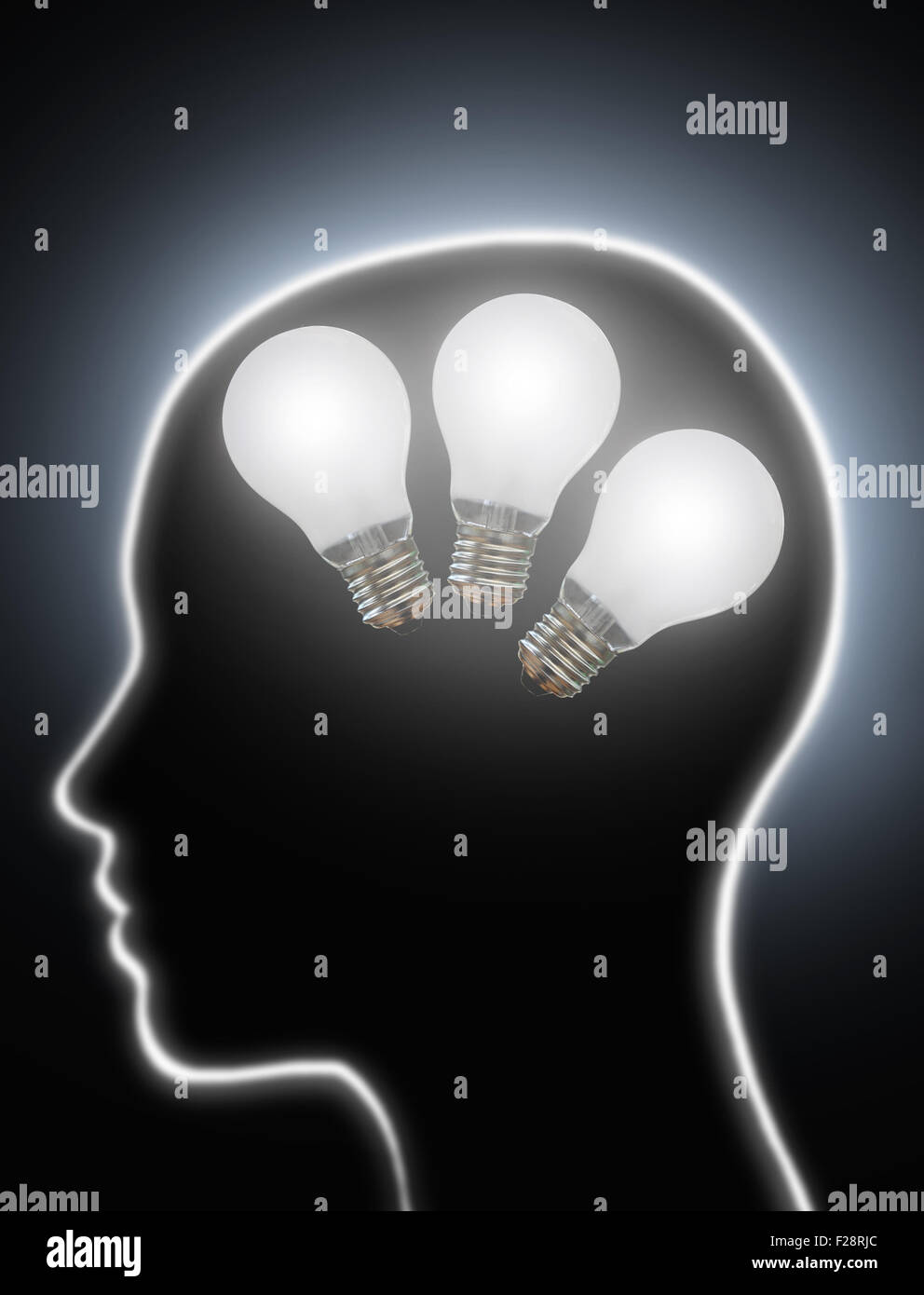 Human brain glowing inside light hi-res stock photography and images ...