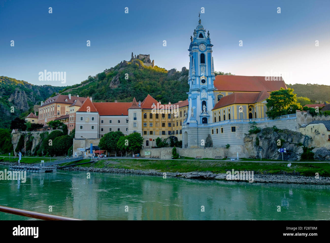 Durnstein on the banks of the Danube in Austria in the Wachau Valley ...