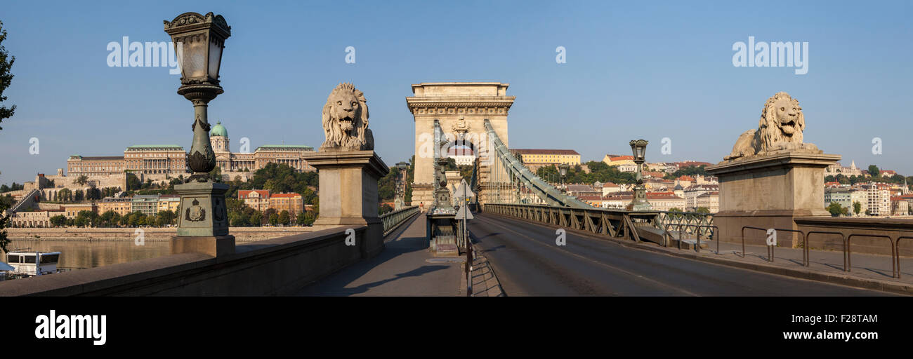 A view of the historic Chain Bridge with Buda Castle, and the Fisherman ...