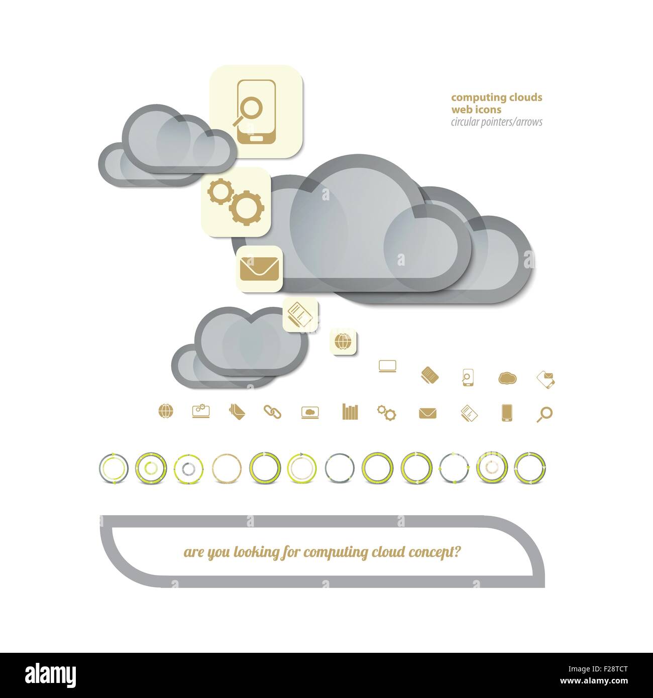 cloud computing technology concept with set of abstract circular ...