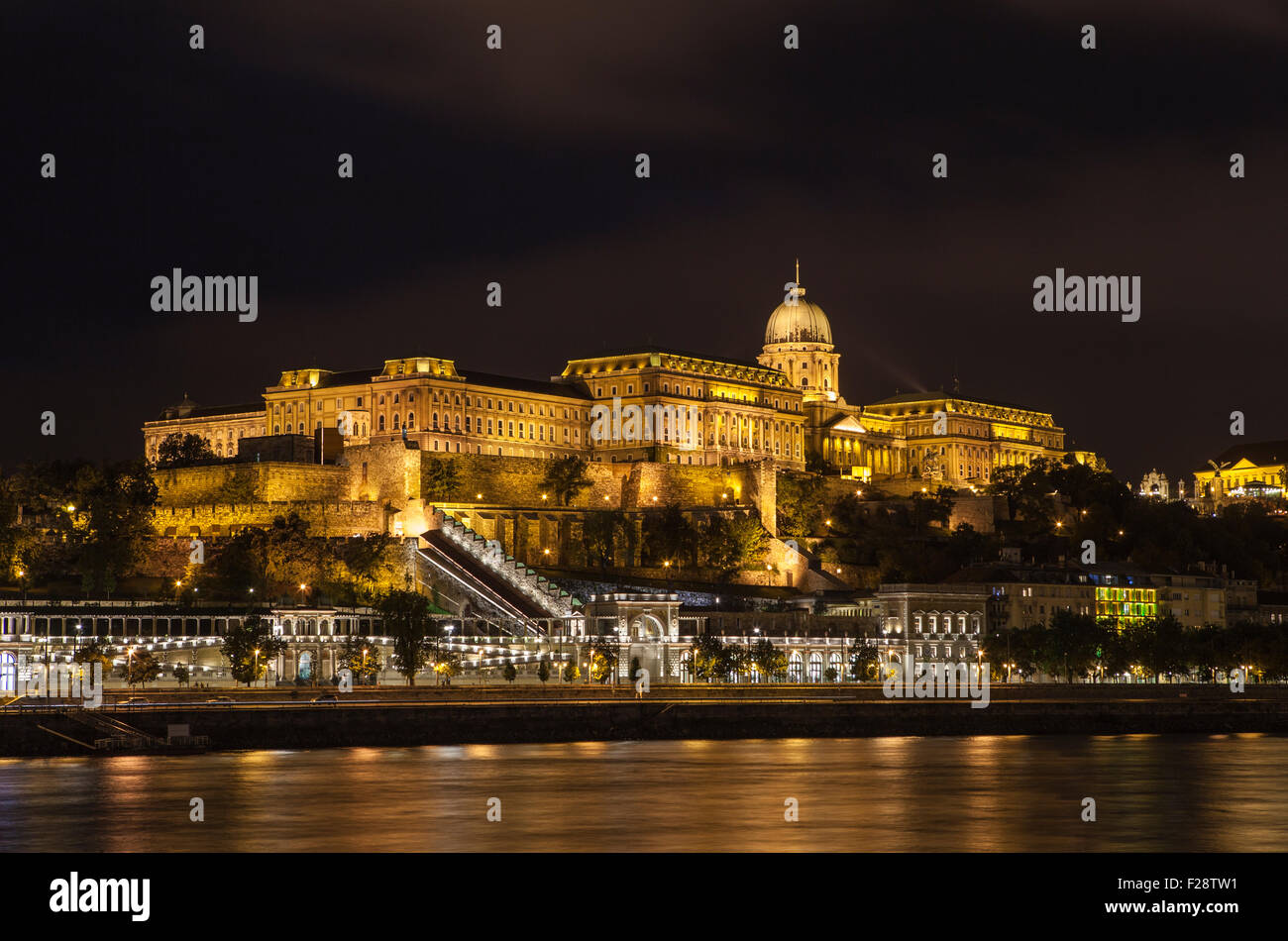 A night-time view of the magnificent Buda Castle and the River Danube ...