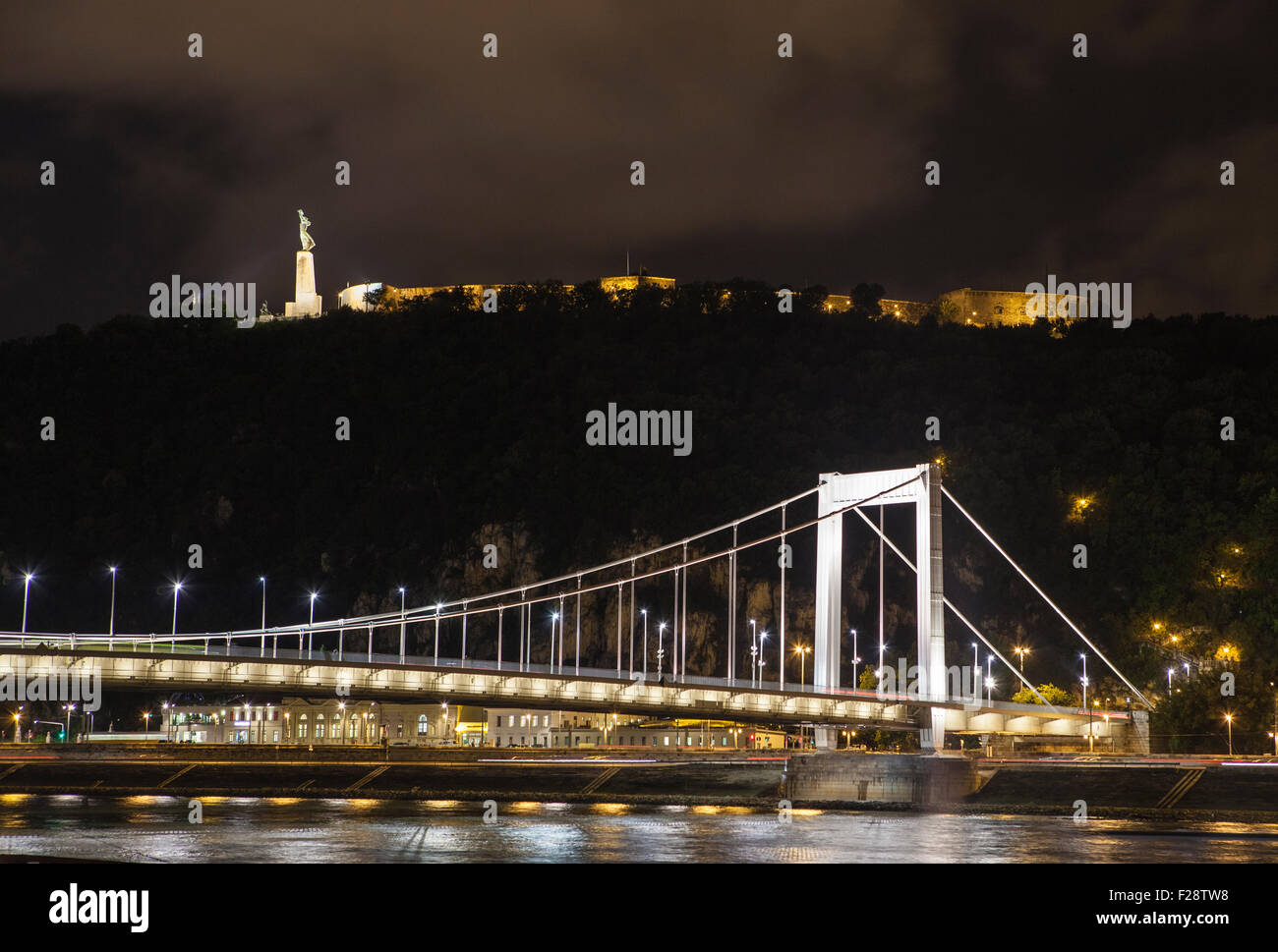 A beautiful night-time view of the Elisabeth Bridge with the Citadel ...