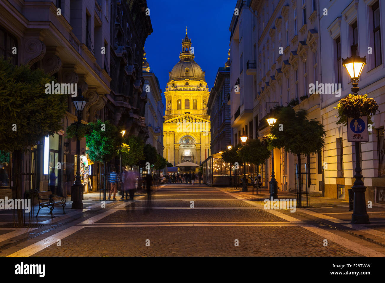 A view of St. Stephen’s Basilica from Zrinyi Utca in Budapest, Hungary ...