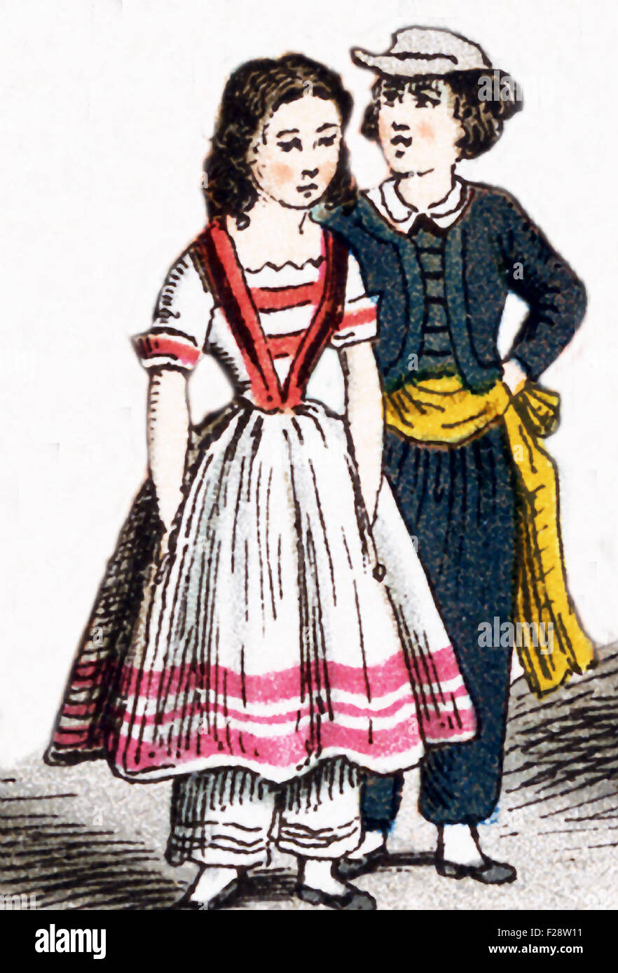 The figures pictured here represent German fashions for children during ...