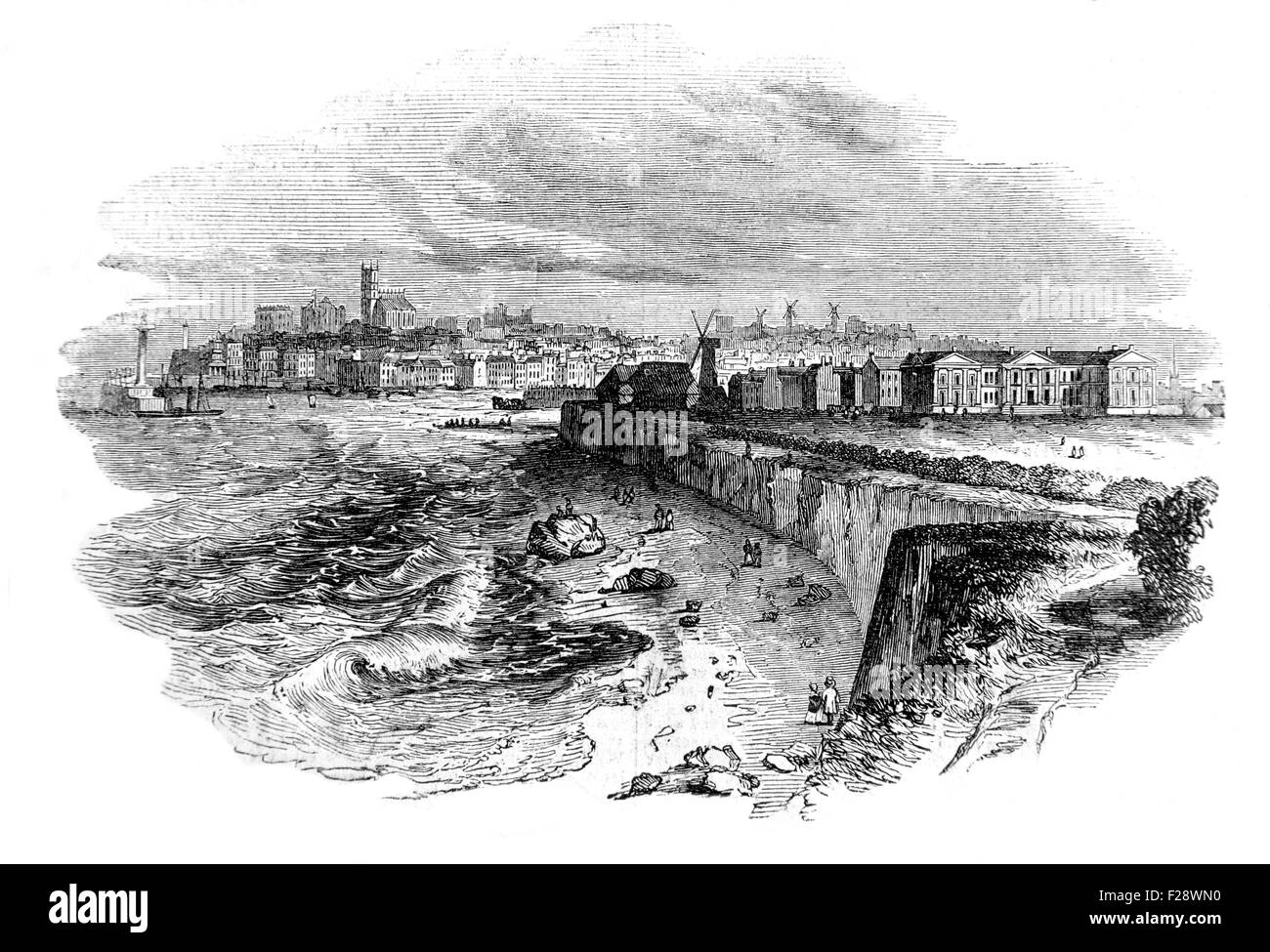 Margate, beach and harbour, Circa 1844. Illustrated London News July ...