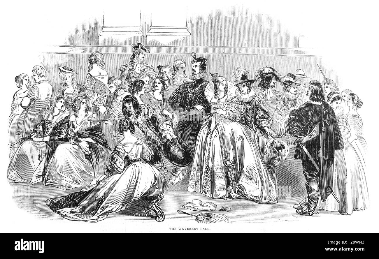 The Waverley Ball, Illustrated London News July 1844; Black and White ...