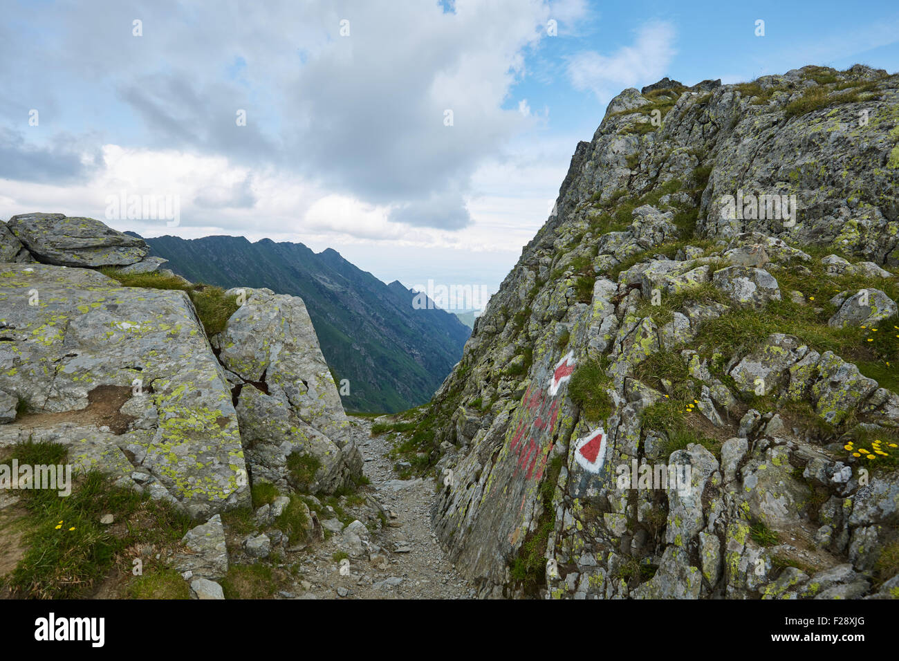 Landscape with a mountain trail and marks Stock Photo - Alamy