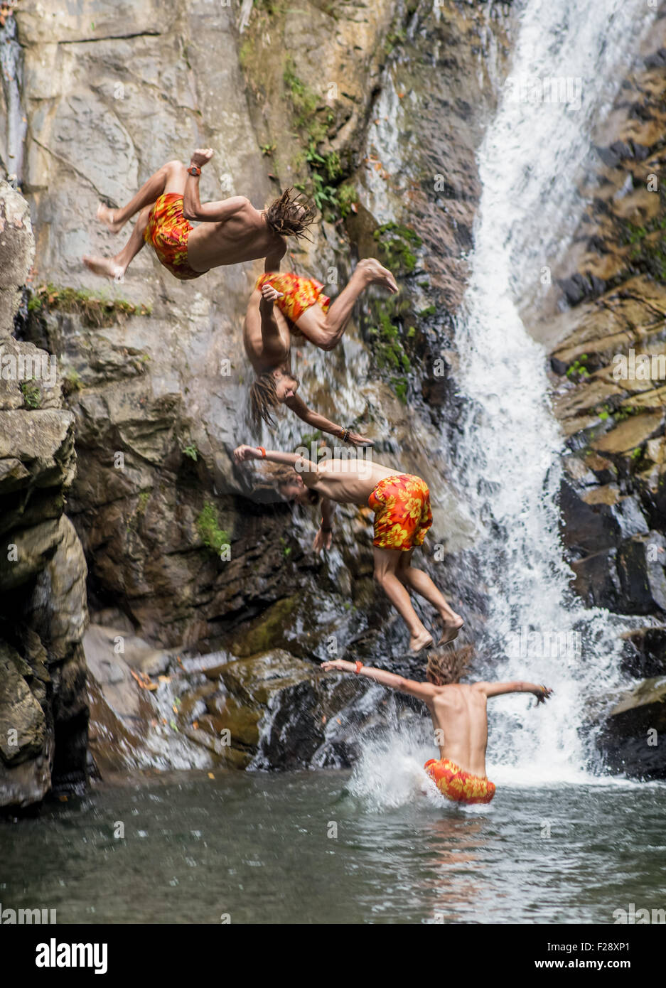 Athletic young man and waterfall hi-res stock photography and images ...
