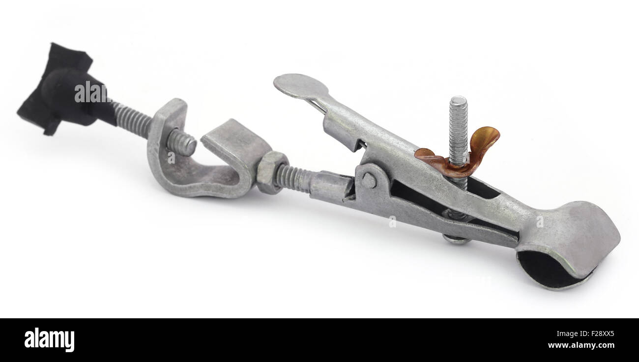 Metal clamp over white background Stock Photo - Alamy