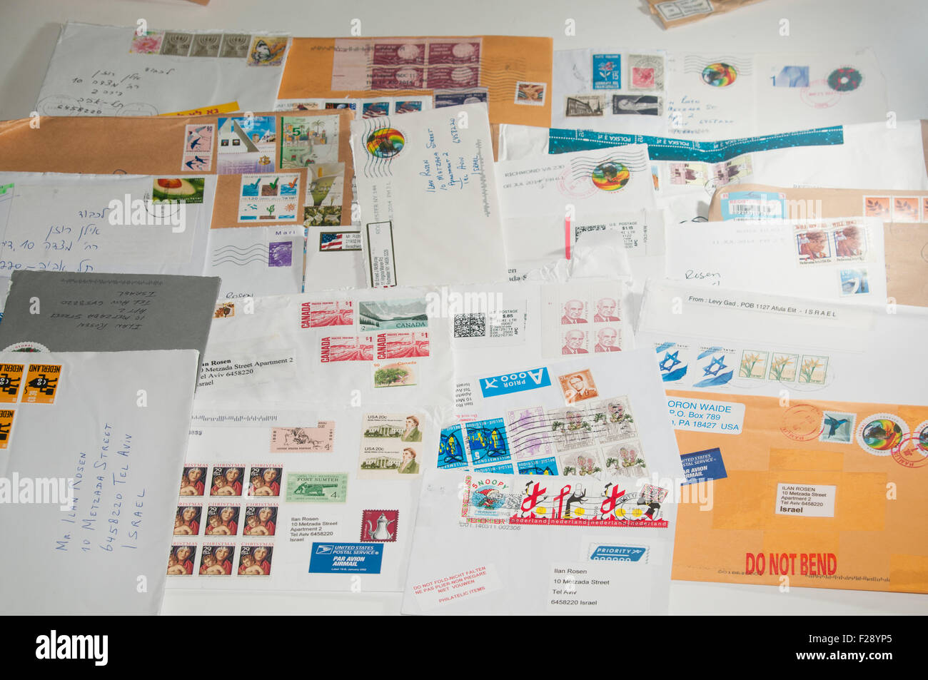 Used stamped and posted envelopes Stock Photo - Alamy