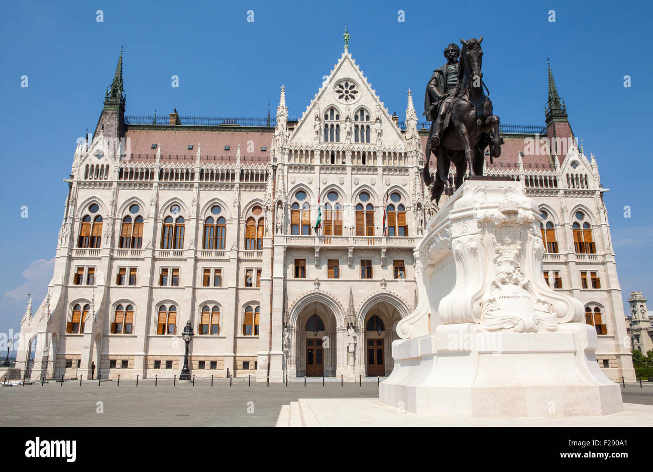 A statue of Count Gyula Andrassy outside the historic Hungarian ...