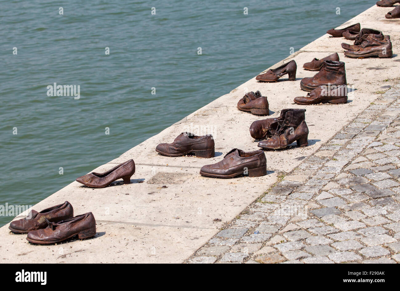 The Shoes on the Danube Bank Memorial in Budpaest. The memorial honors ...