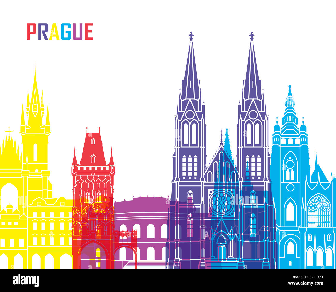 Prague skyline pop in editable vector file Stock Photo - Alamy