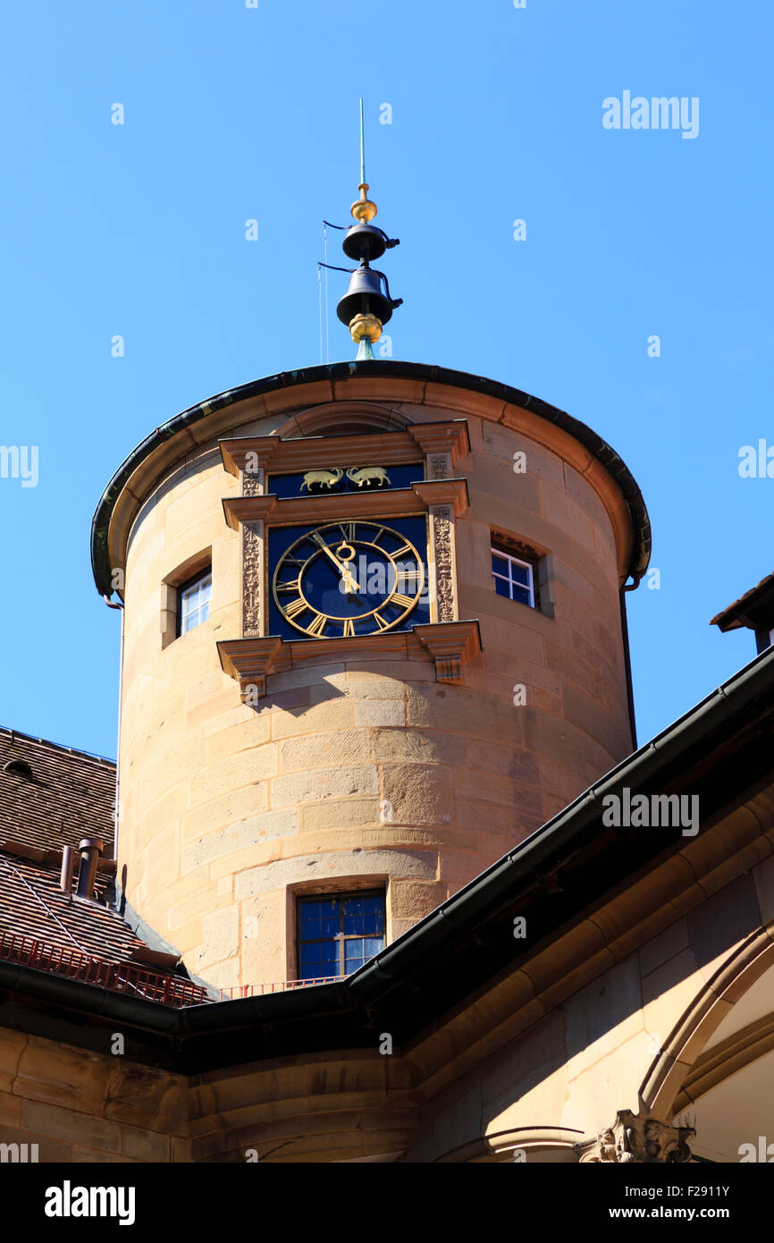 Courtyard clock tower, Altes Schloss, Stuttgart, Germany Stock Photo ...