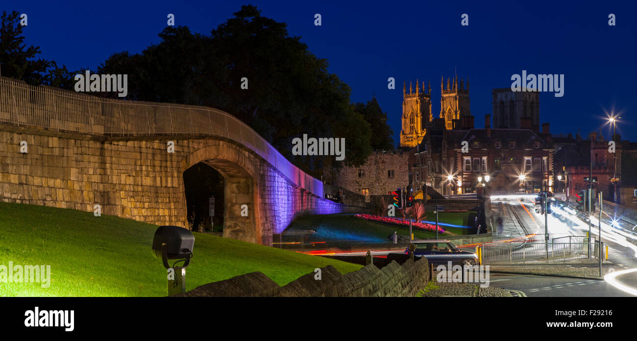 A panoramic night-time view of York Minster in the city of York ...