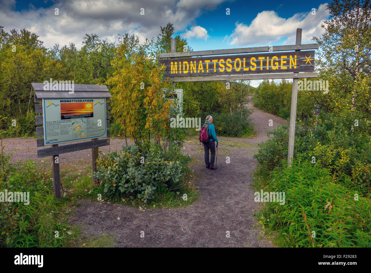 Gateway to Midnattsolstigen footpath, Kiruna Sweden Stock Photo - Alamy