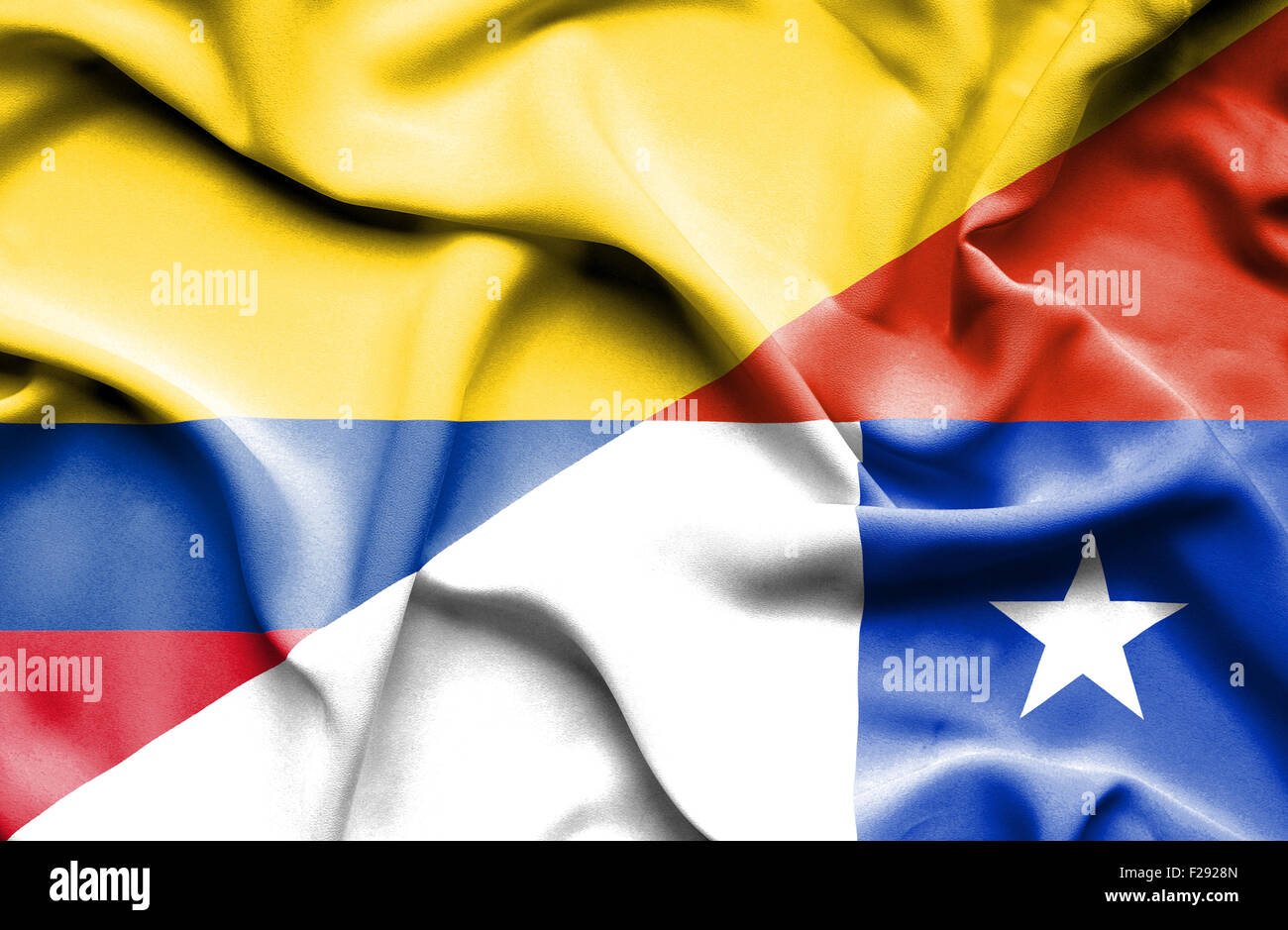 Waving flag of Chile and Columbia Stock Photo - Alamy