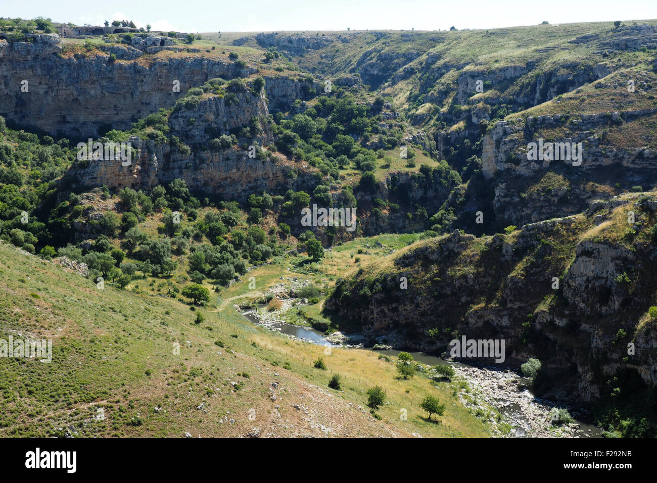 A ravine created by the Jesce stream beside the Sassi di Matera ...