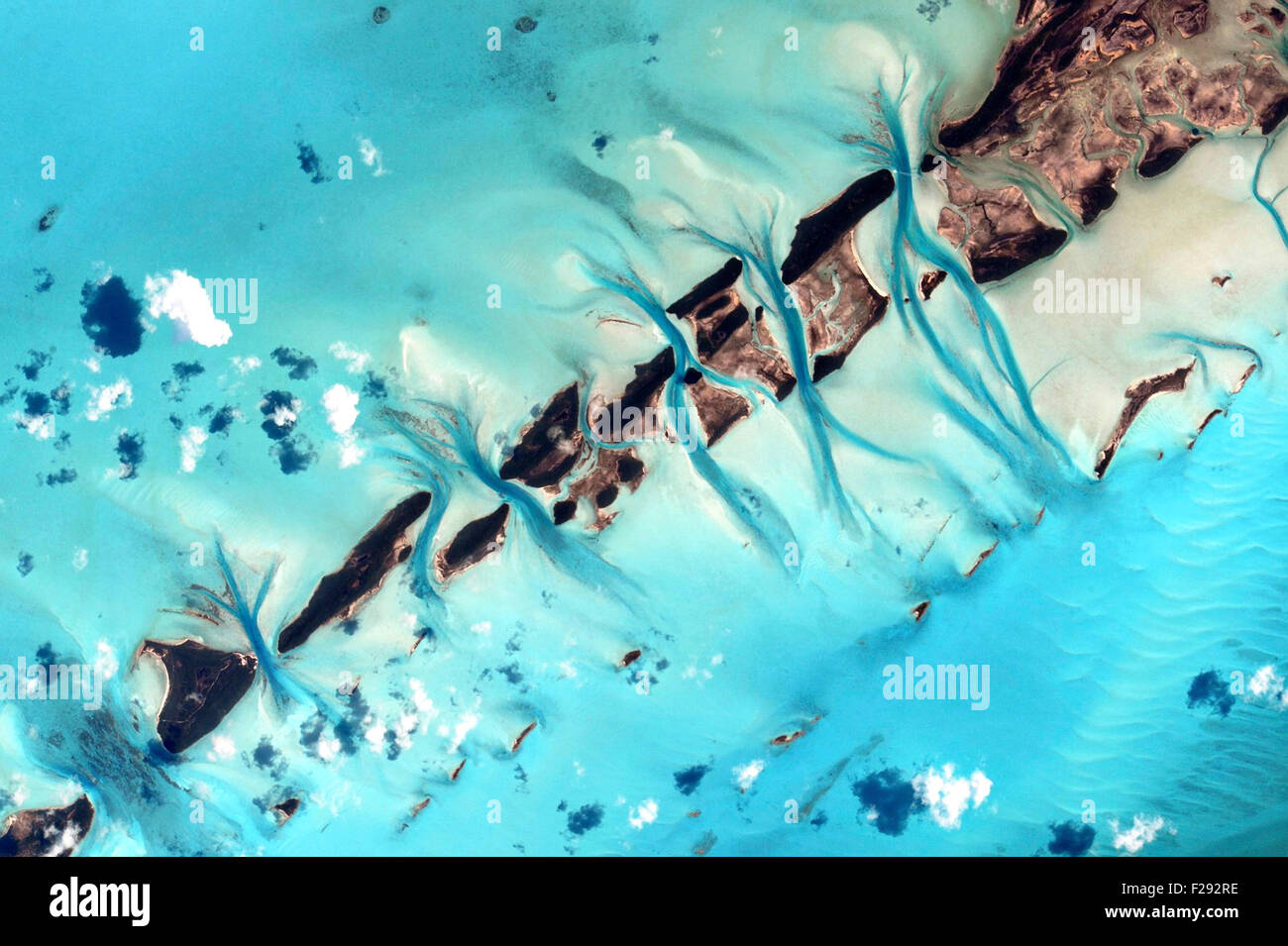 View from the International Space Station of the islands of the Bahamas ...