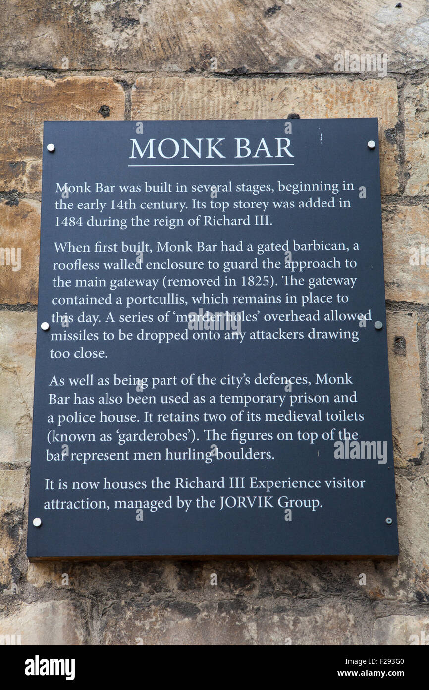 Gateway of monk bar york hi-res stock photography and images - Alamy