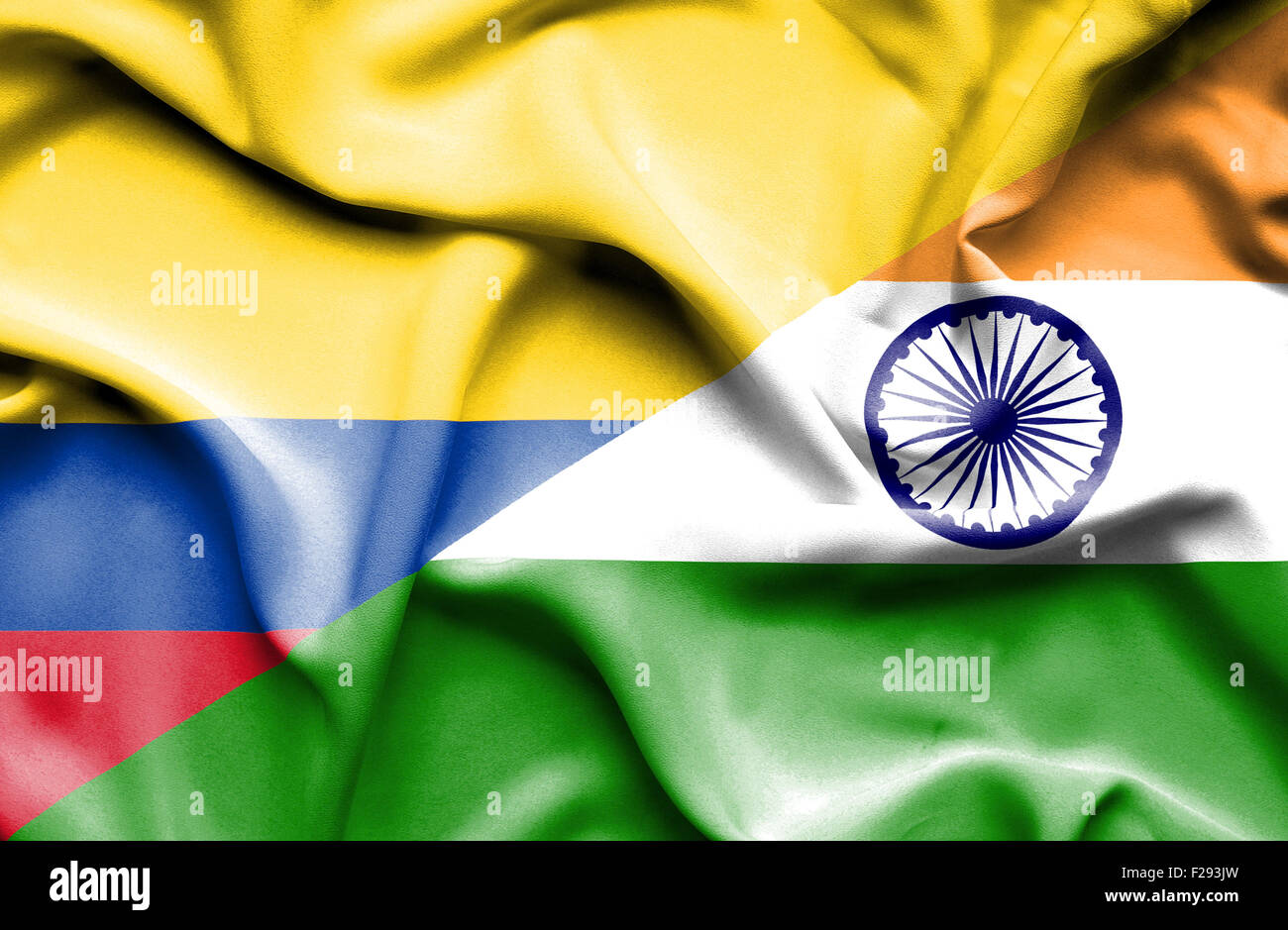 Waving flag of India and Columbia Stock Photo - Alamy