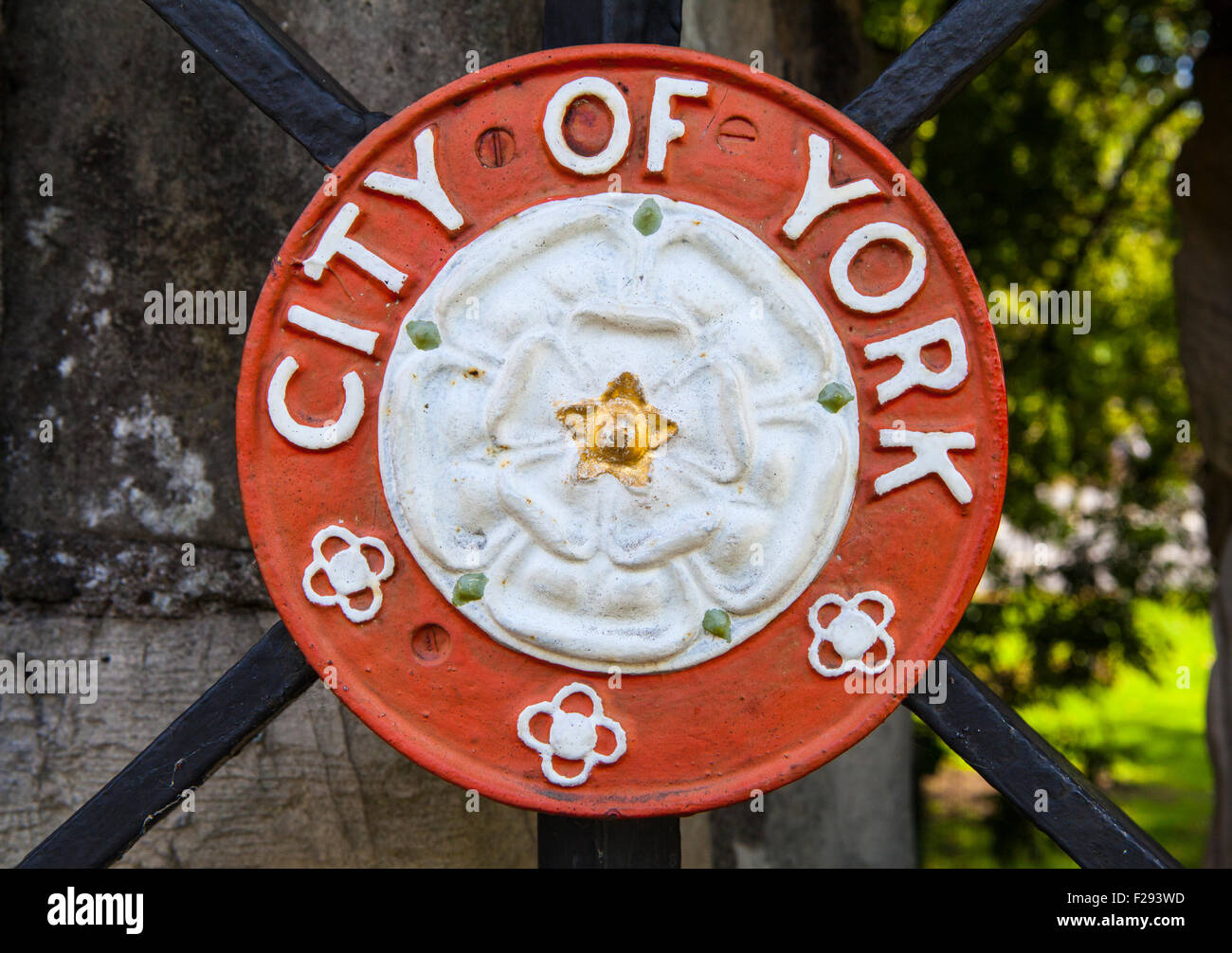 A metal plaque of the crest of the City of York, England Stock Photo ...