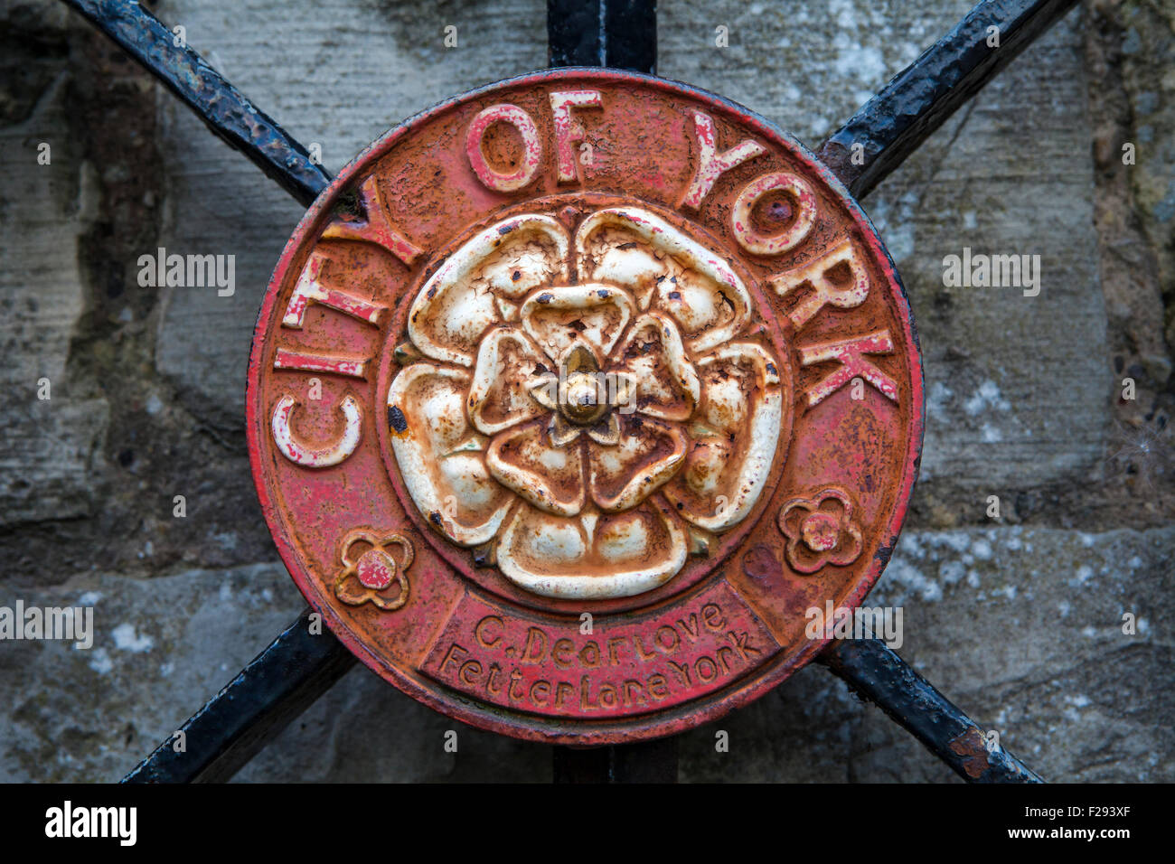 A metal plaque of the crest of the City of York, England Stock Photo ...