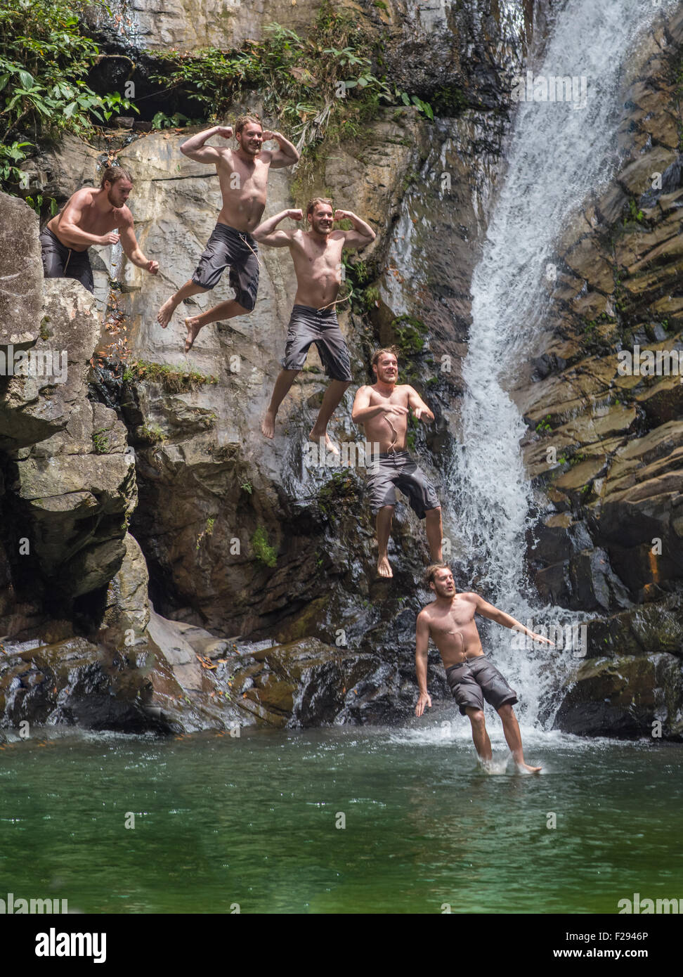 jump in the waterfall Stock Photo - Alamy