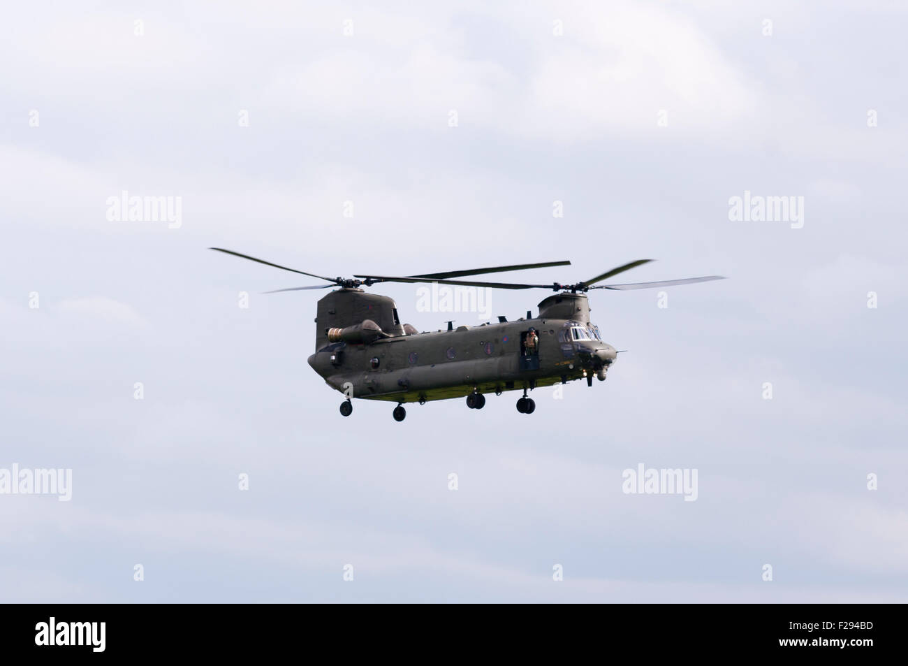 Side View Of A British Army Chinook Helicopter In Flight Stock Photo ...