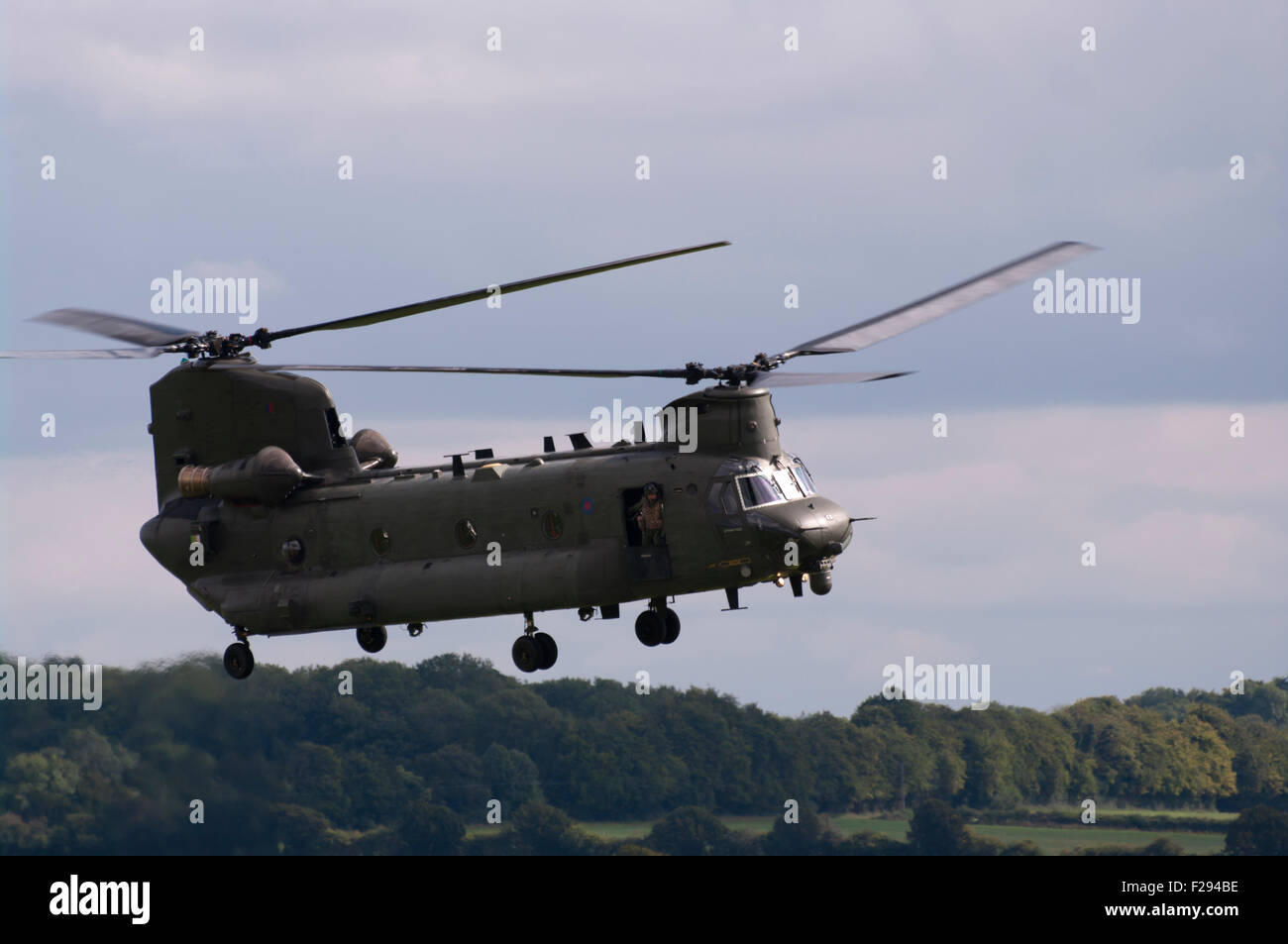 Side View Of A British Army Chinook Helicopter In Flight Stock Photo ...