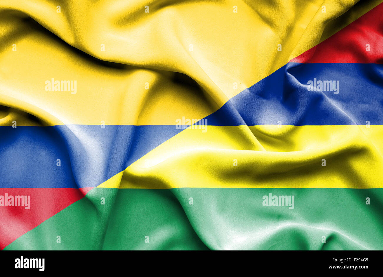 Waving flag of Mauritius and Columbia Stock Photo - Alamy