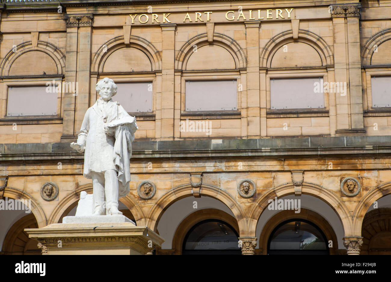 A view of the York Art Gallery and William Etty statue in York, England ...