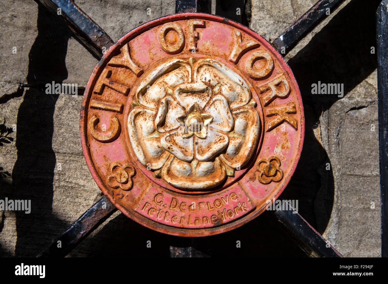 A metal plaque of the crest of the City of York, England Stock Photo ...
