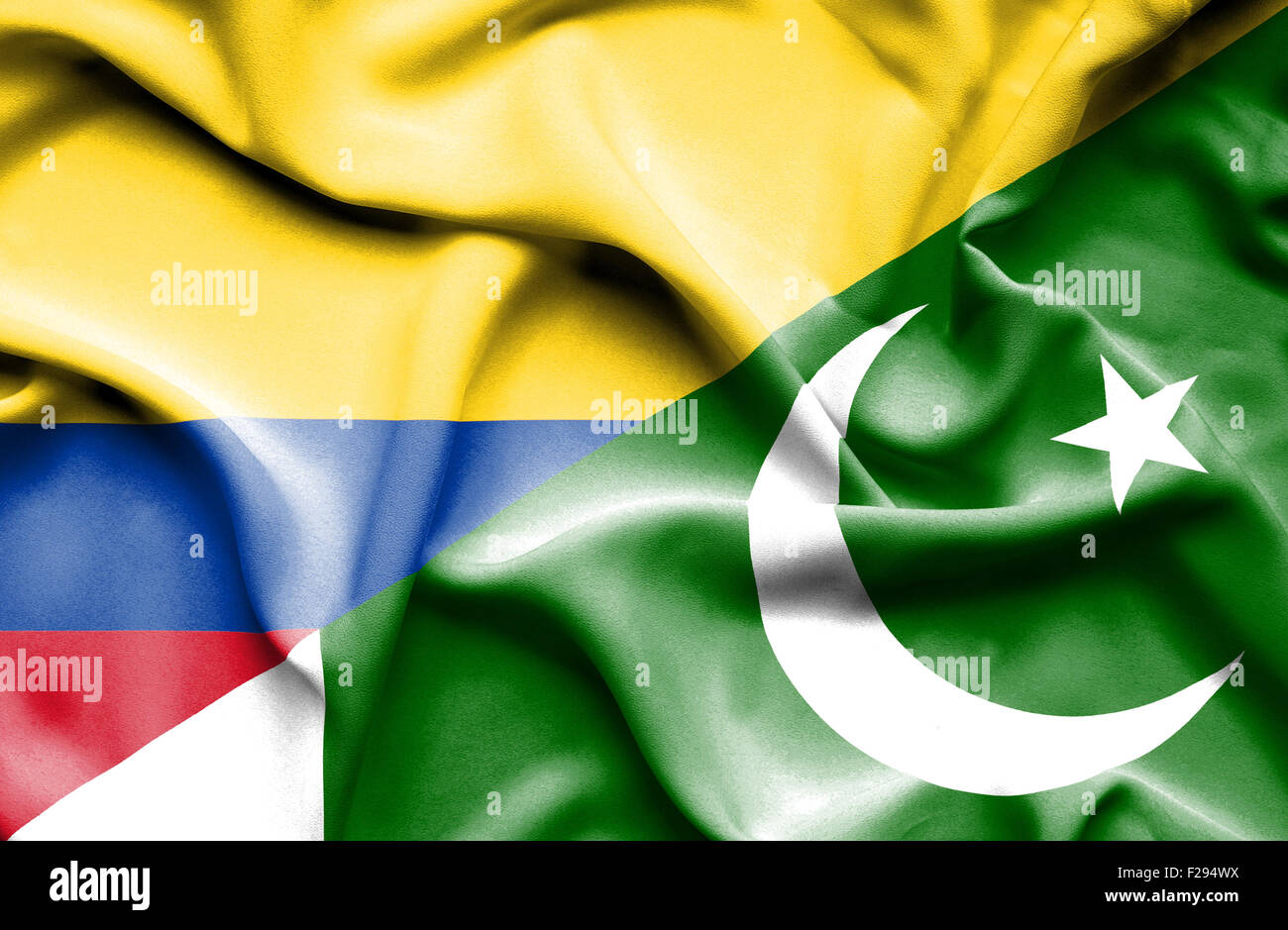 Waving flag of Pakistan and Columbia Stock Photo - Alamy